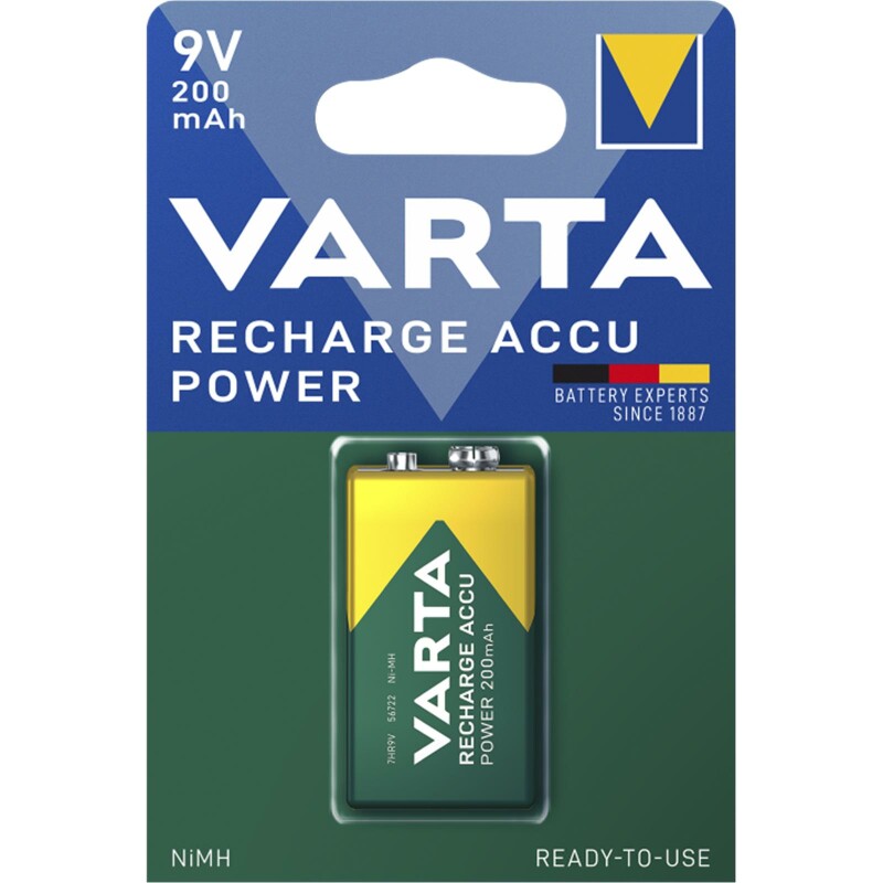 E-Blockbatterie VARTA Accu Power Ni-MH 200mA HR22 Typ 9V Block 1er-Bli