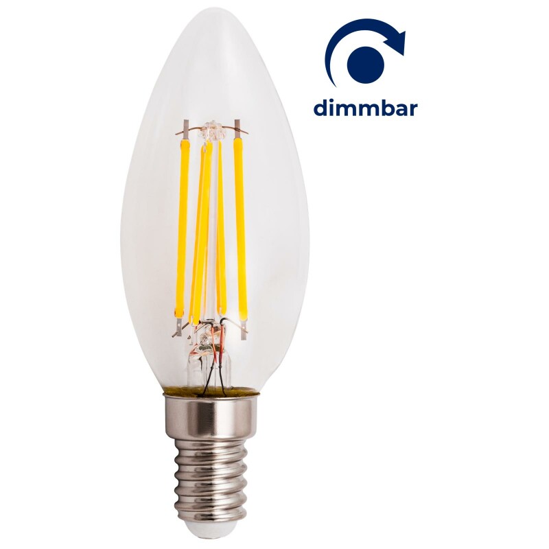 LED Filament Kerzenlampe McShine Filed E14 6W 600lm warmweiß dimmbar g
