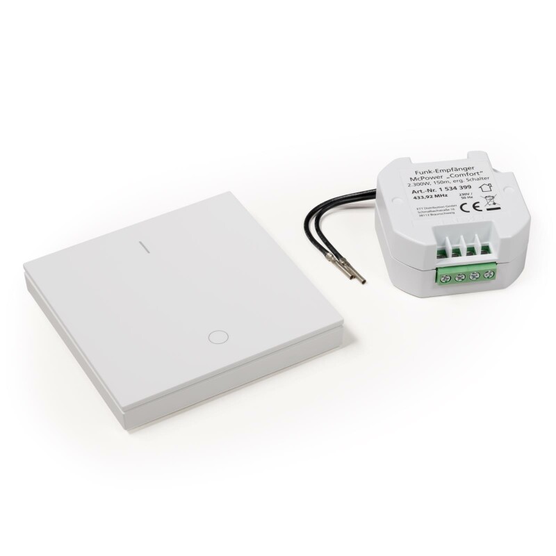 Funk-Schalter Set McPower Comfort Empfänger + Wandtaster max. 2300W gü