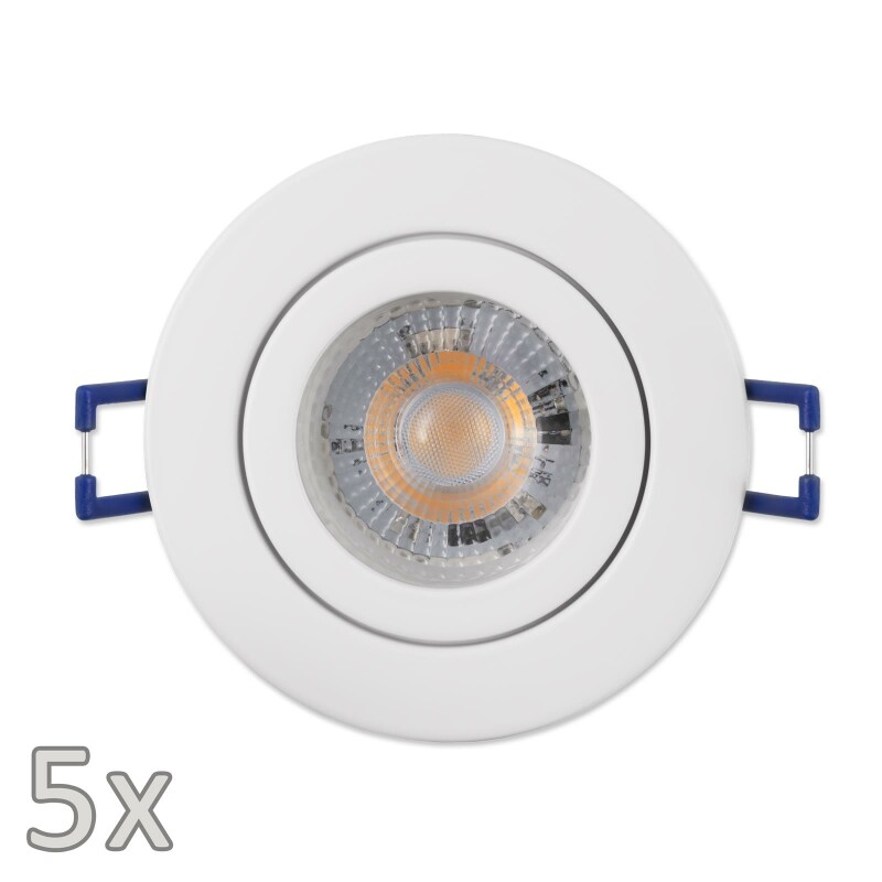 Einbauleuchten Set Mcshine 5xrahmen 5xled Modul 5w 400lm 230v Weiß Ip4