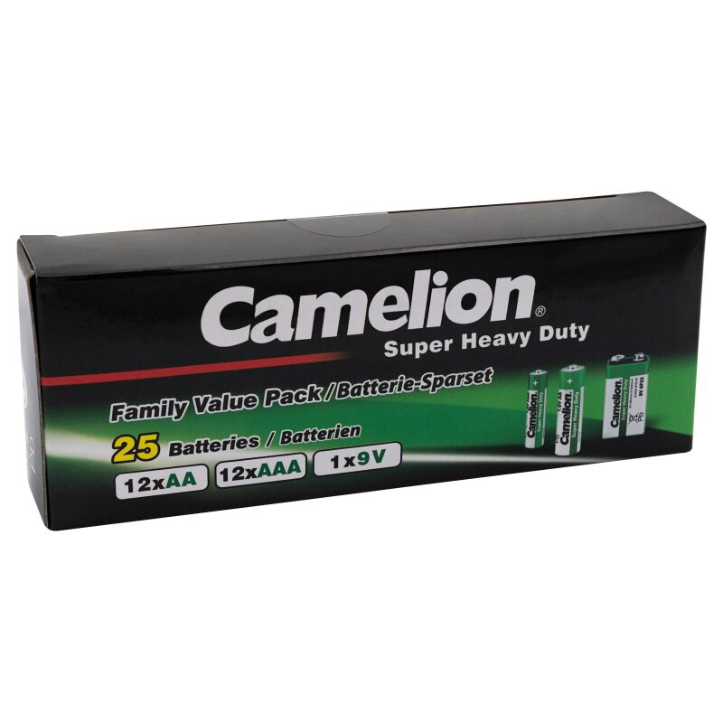Familien Pack Super Heavy Duty 25Set 12x AAA + 12xAA + 1x9V Block güns