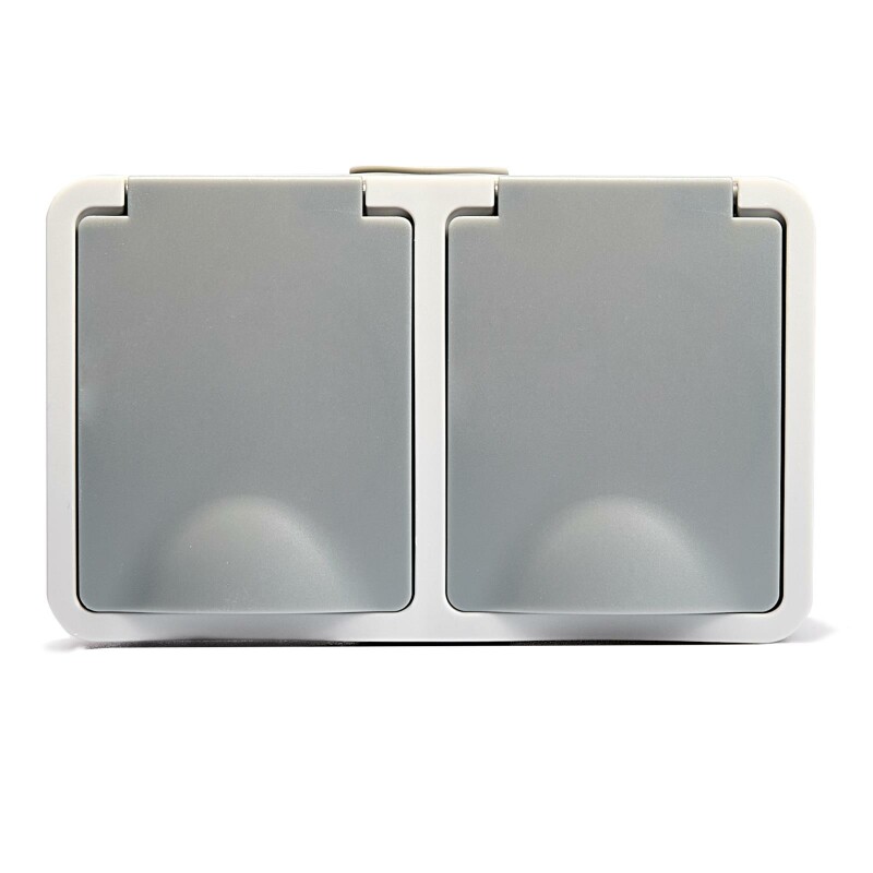 Feuchtraum Doppelsteckdose McPower Fix Steckanschluss 250V~/16A IP54 A