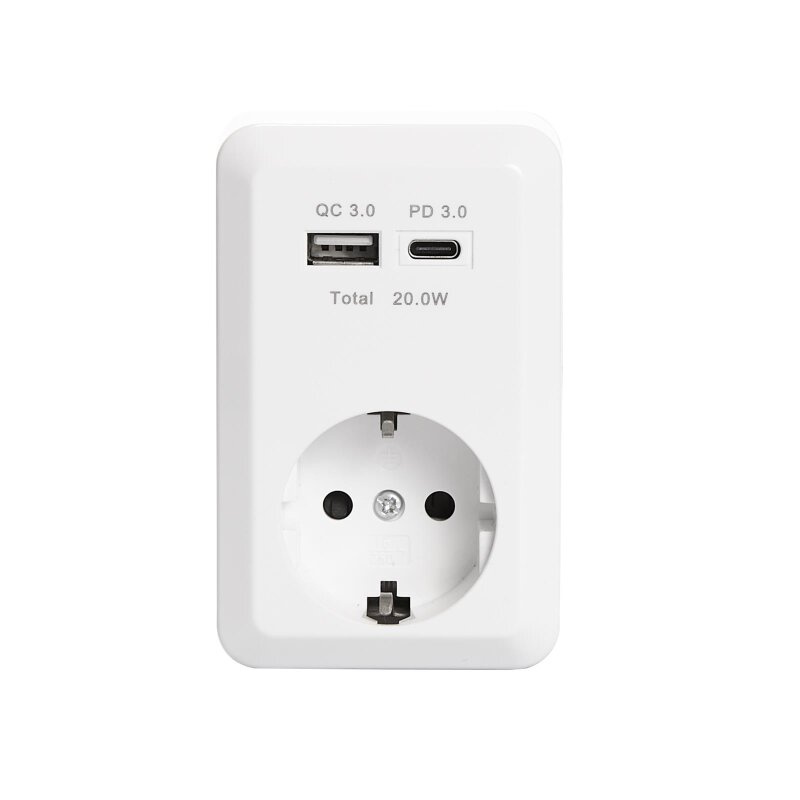 Schutzkontakt-Steckdose McPower Finery 250V/16A 1x USB-C mit PD + 1x U