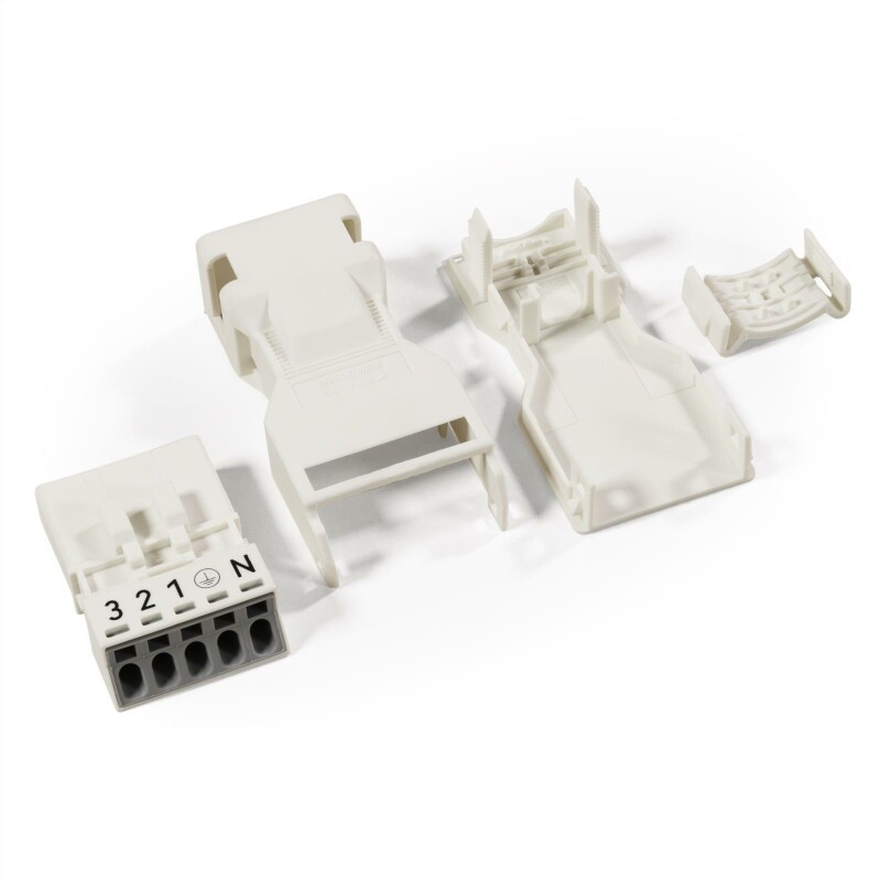 Stecker mit Zugentlastungsgehäuse WAGO 5-polig weiß 1,5mm² günstig kau