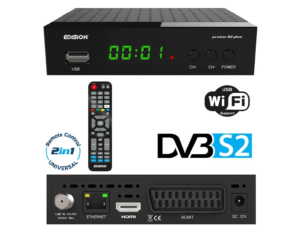 Edision proton S2 plus Full-HD Sat Receiver schwarz günstig kaufen